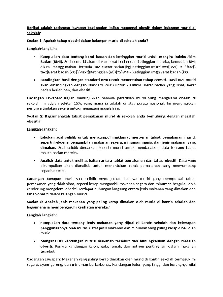 Obesiti Murid: Analisis & Solusi | PDF