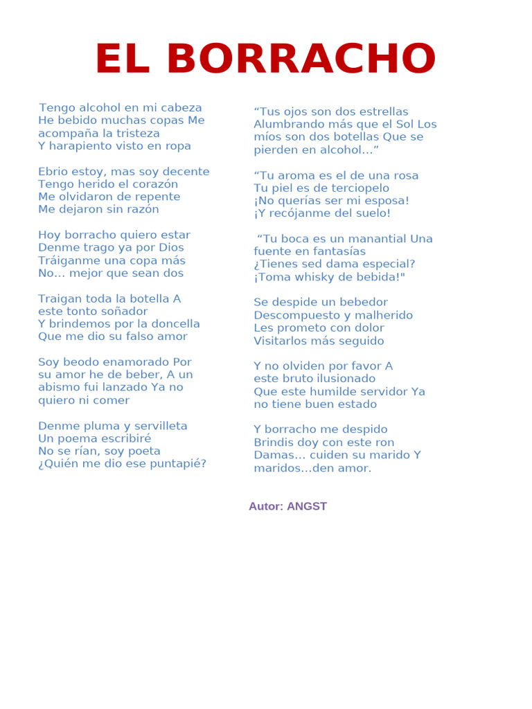 Poema - El Borracho | PDF | Poesía