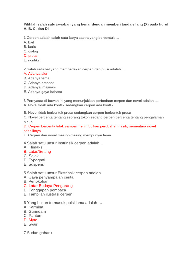 Bank Soal Cerpen | PDF