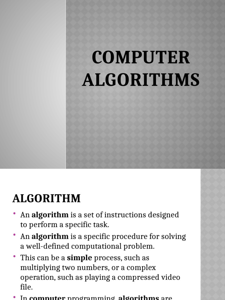 1.1 Computer Algorithms | PDF | Algorithms | Data