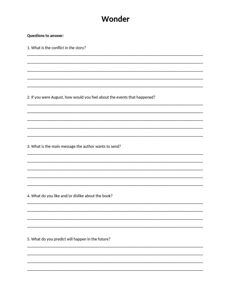 Analyzing the Book "Wonder" | PDF