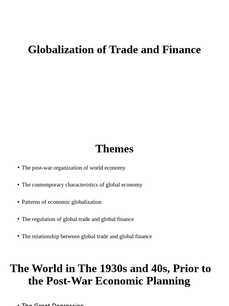 Globalization of Trade and Finance | PDF | World Trade Organization | General Agreement On ...
