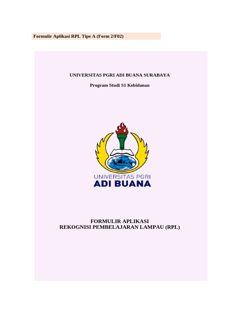 Formulir - Aplikasi - RPL - Tipe - A - Penti Wiraksih | PDF