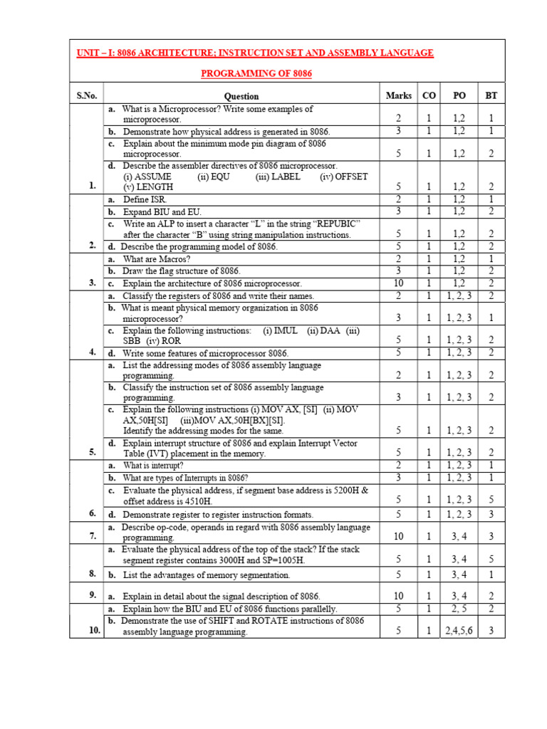 MPMC - QB | PDF | Central Processing Unit | Computer Science
