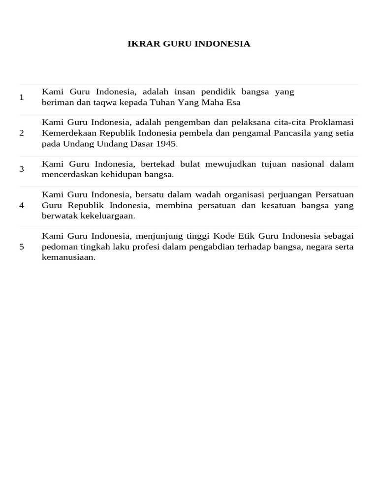 Ikrar Guru Indonesia | PDF
