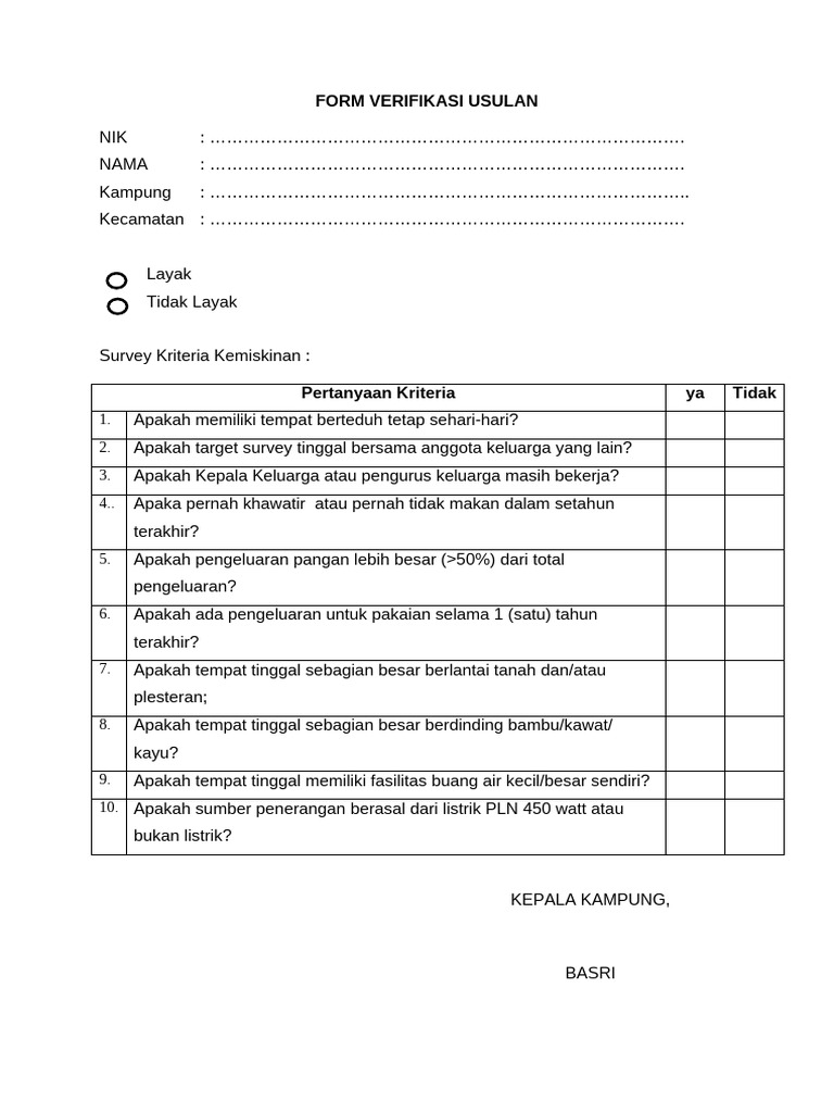 Form Verifikasi Usulan | PDF