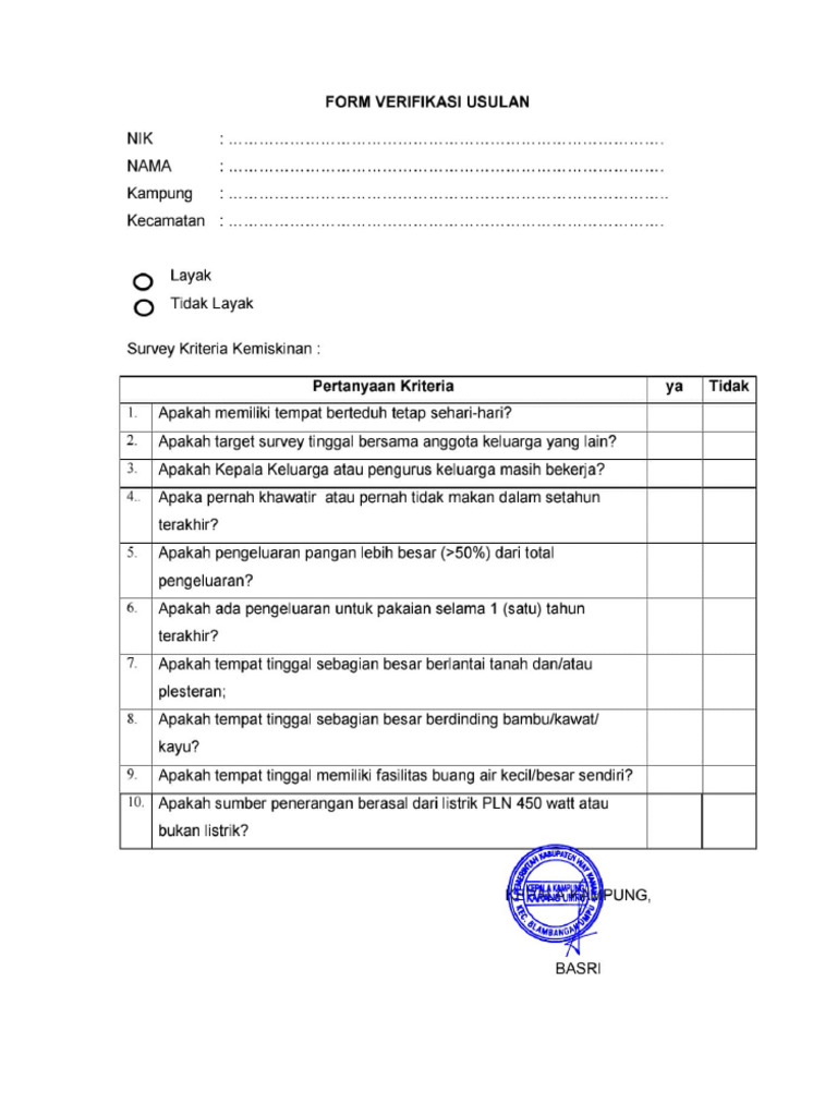 Verifikasi KPM PKH DLL-1 | PDF