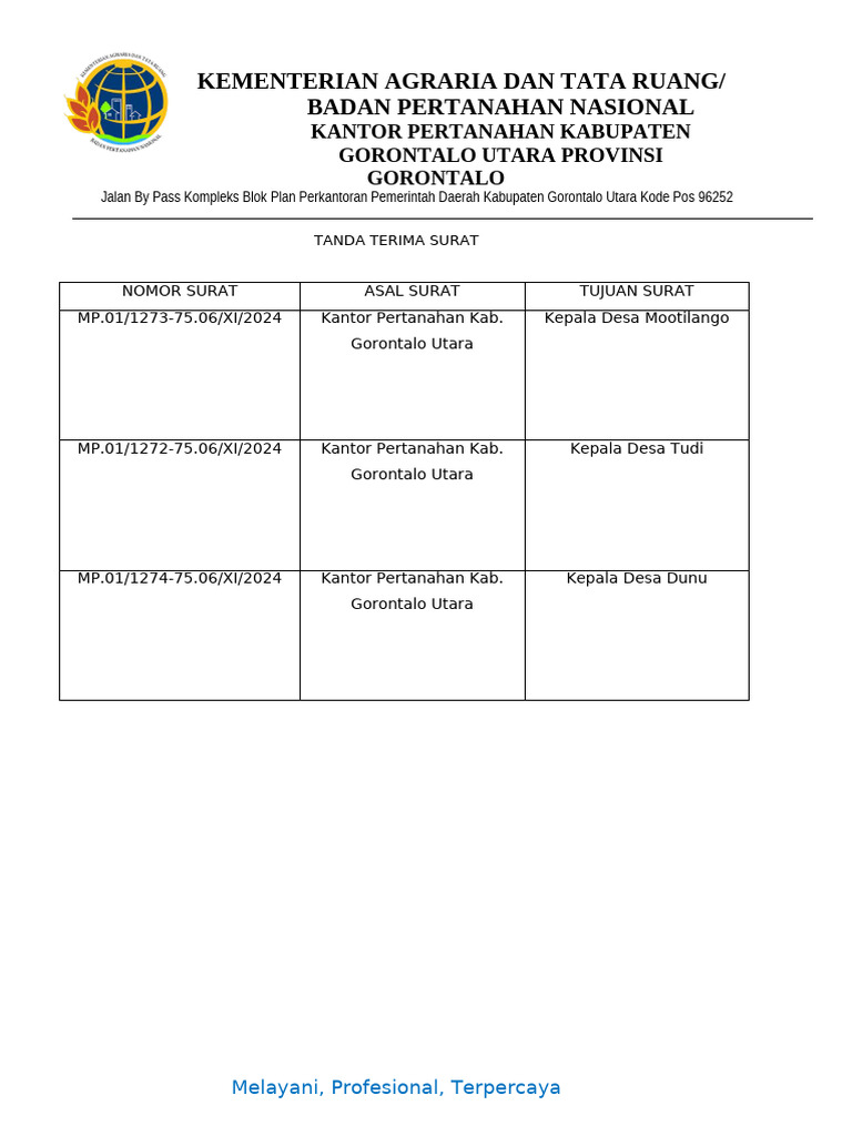 Tanda Terima Surat | PDF