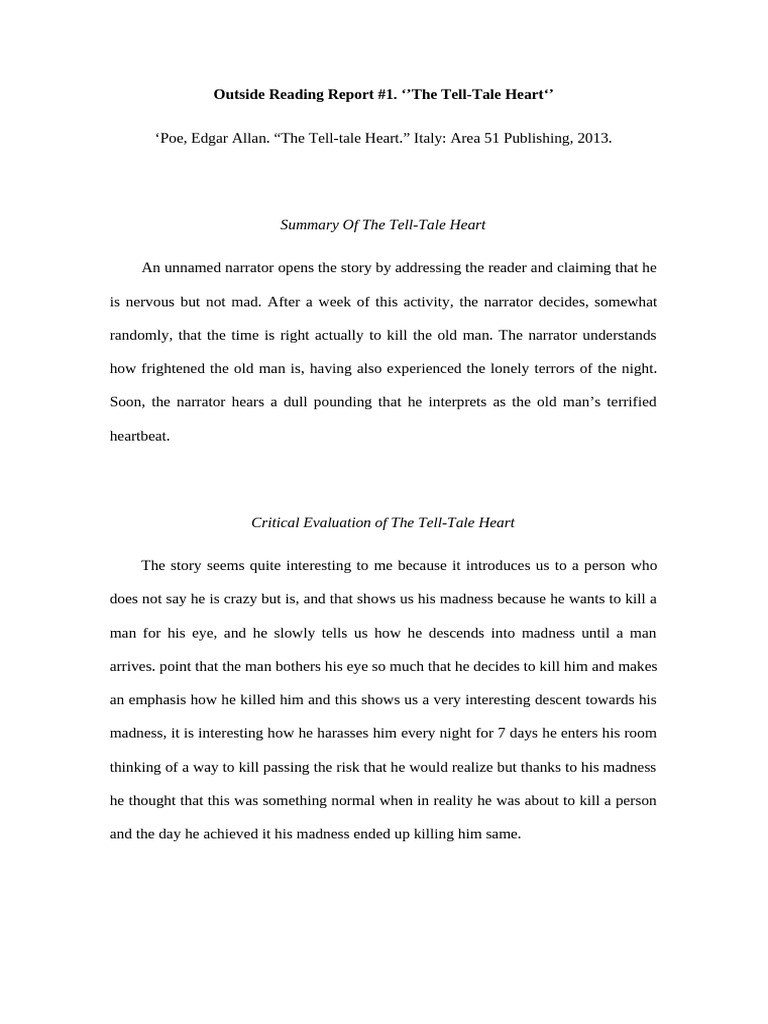 Analysis of Poe's "The Tell-Tale Heart" | PDF | Poetry