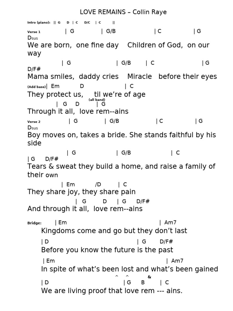 Love Remains - Collin Raye v1 | PDF