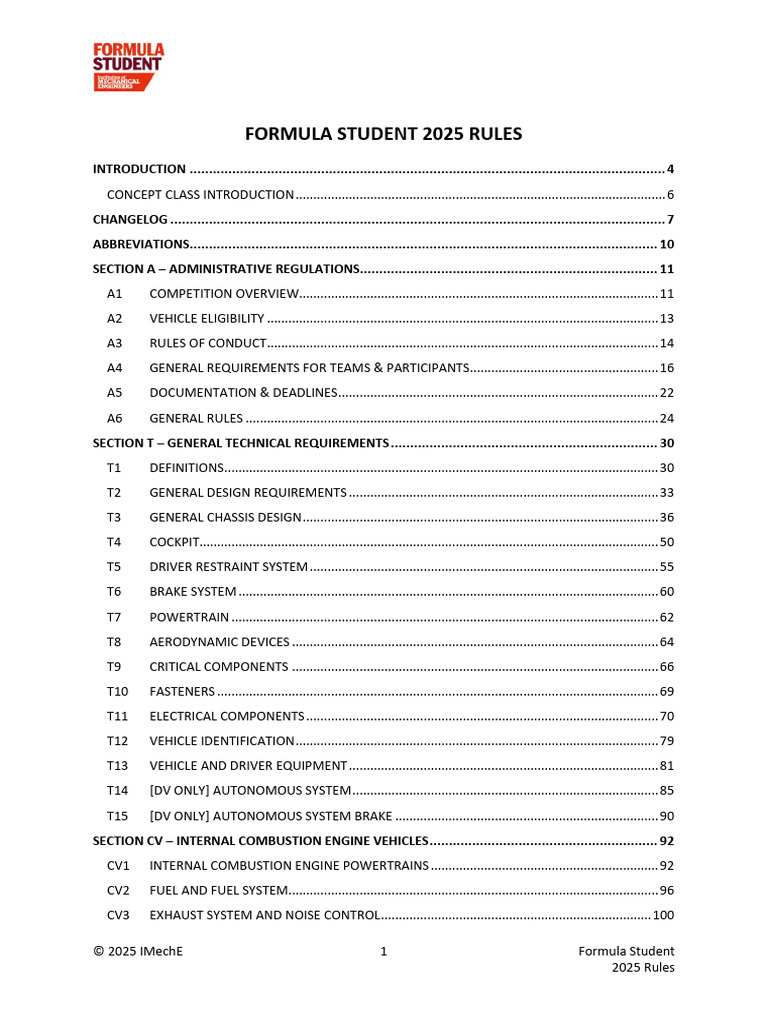 Formula Student UK Rules 2025 | PDF | Motorsport | Throttle