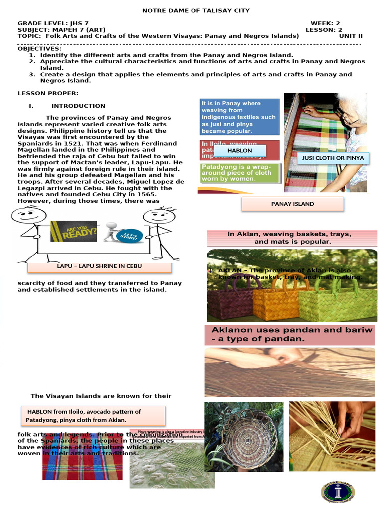 Week 4 Lesson 4 Arts g7 2nd | PDF | Philippines | Textiles