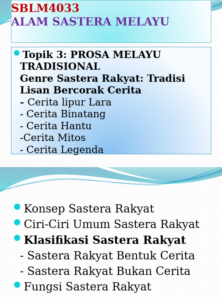Sblm4033 - Prosa Melayu Tradisional | PDF