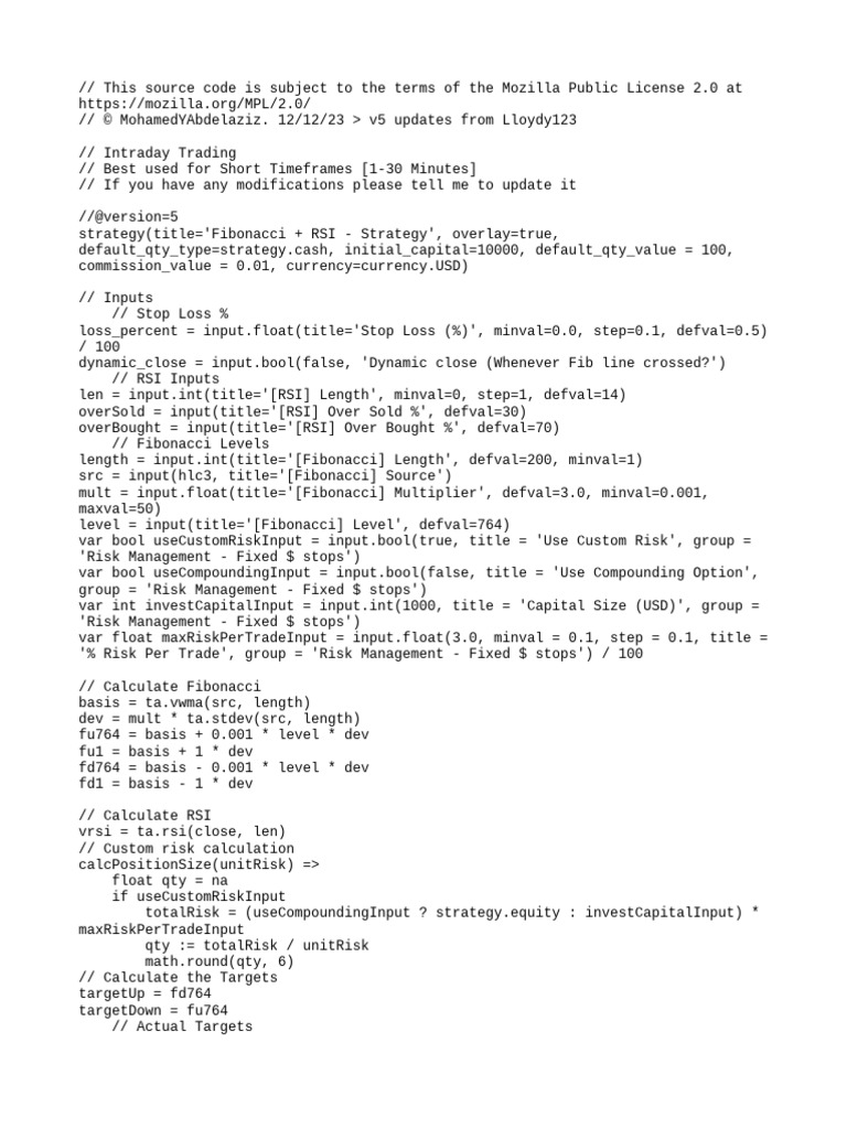FAR Fibonacci RSI Strategy | PDF | Computer Programming | Software Engineering