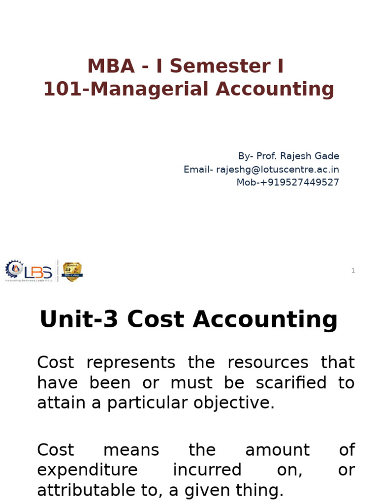 Cost Accounting Fundamentals for MBA | PDF | Expense | Cost Accounting