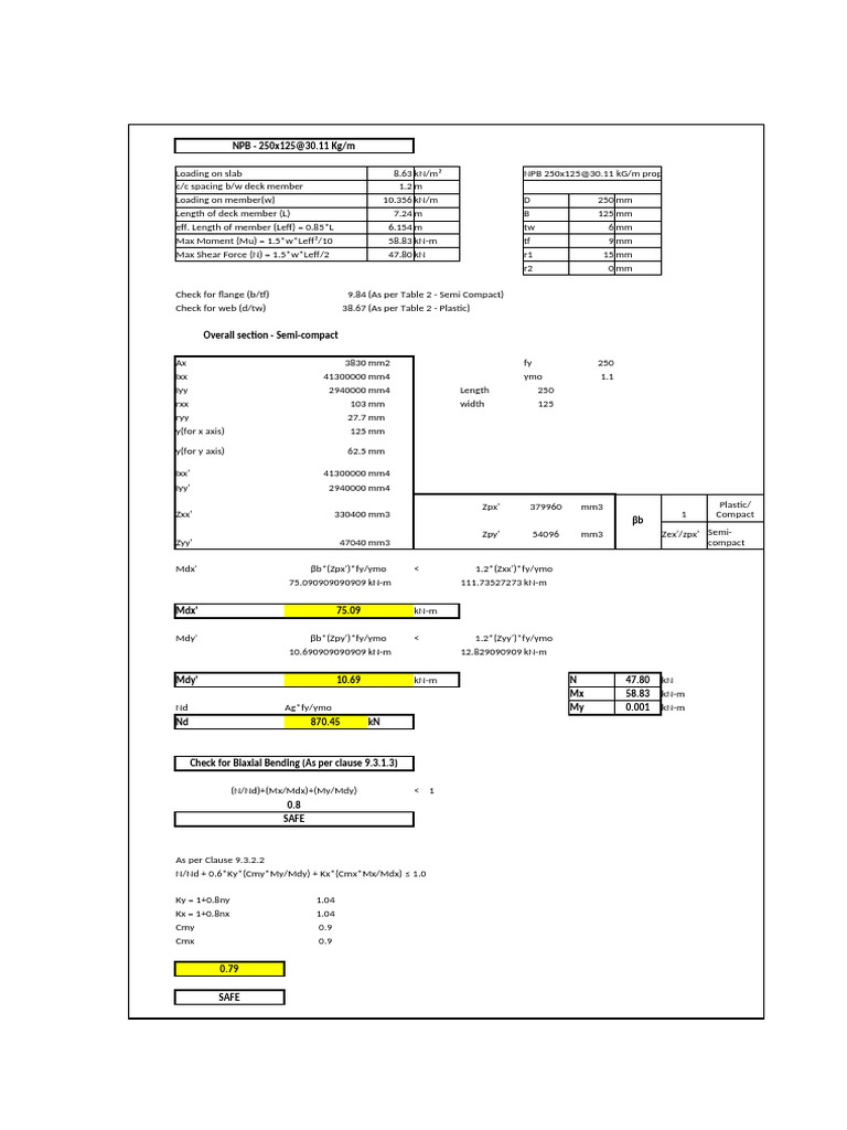 Steel Beam Check Manually | PDF