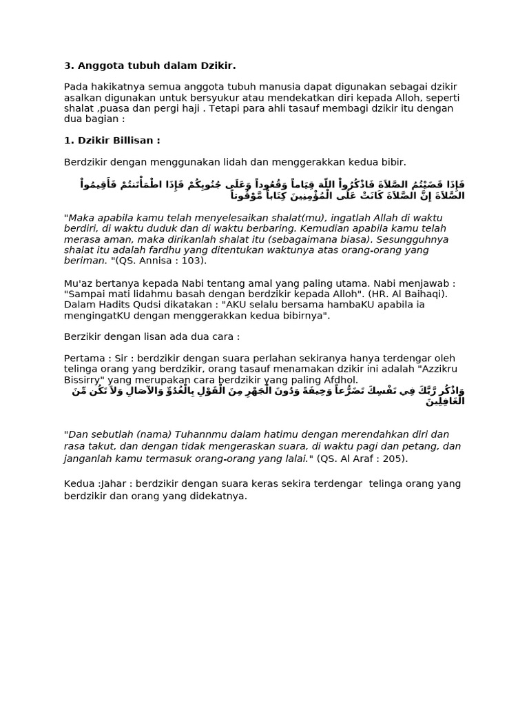 Pelaksanaan Dzikir | PDF