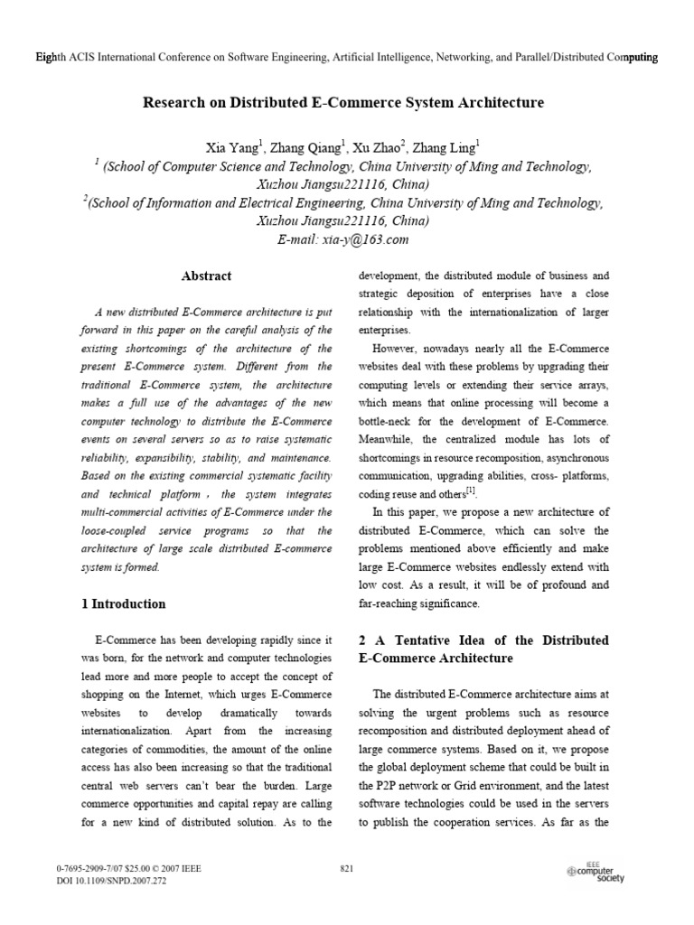 Research On Distributed E-Commerce System Architecture | PDF | Databases | Web Service