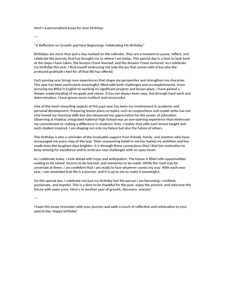 Birthday Reflections on Growth and Hope | PDF | Social Psychology ...