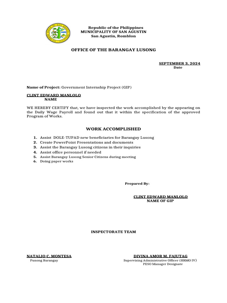 Accomplishment Report | PDF