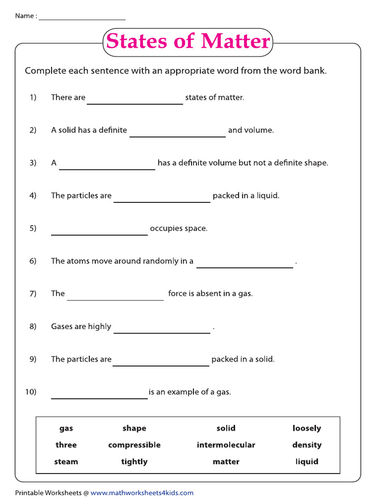 States of Matter Answer Key | PDF
