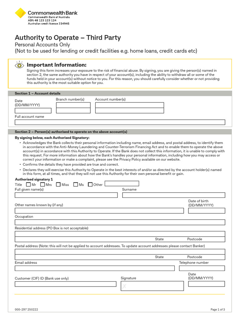 Third Party Authority Form | PDF | Credit | Finance & Money Management