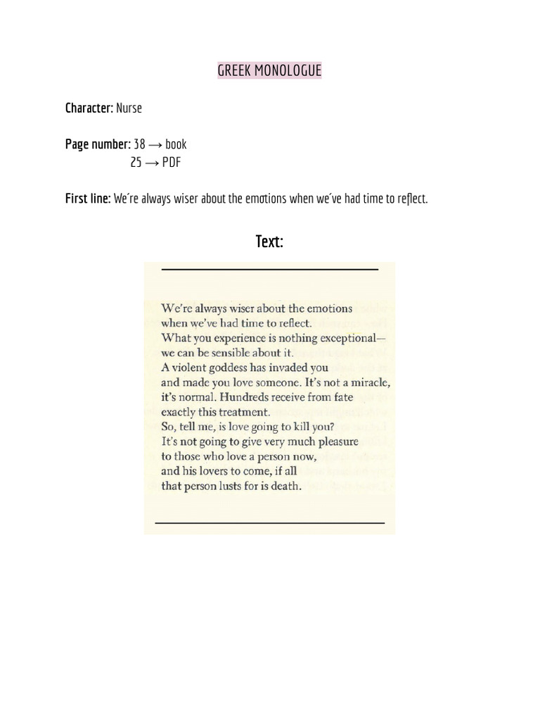 Greek Monologue | PDF