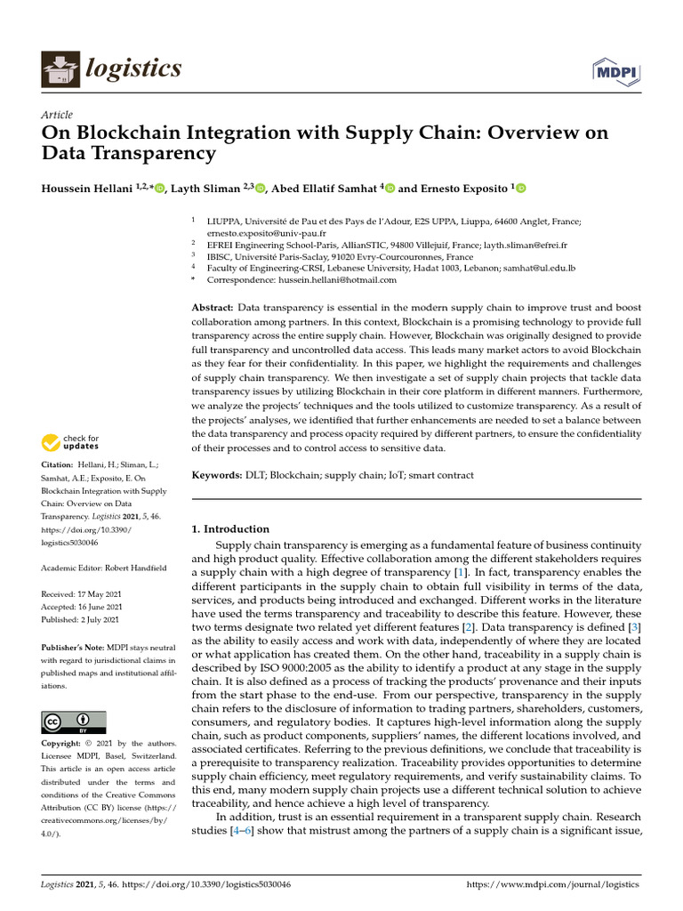 Blockchain Paper | PDF | Internet Of Things | Supply Chain