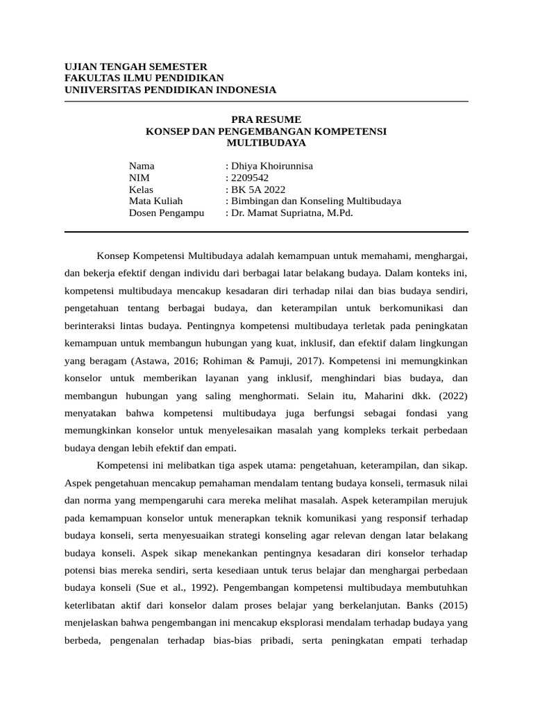 BK Mulbud Pra Resume - Topik 5 | PDF