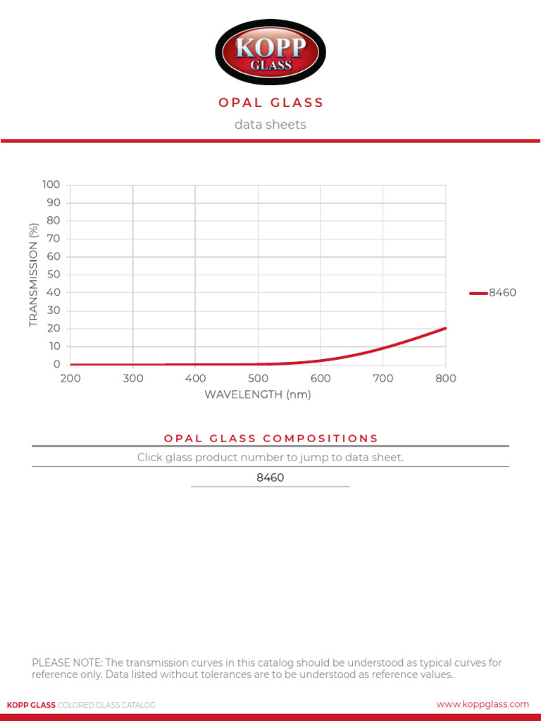 Colored Glass Opal Spec Sheets 2019 | PDF | Glasses | Applied And ...