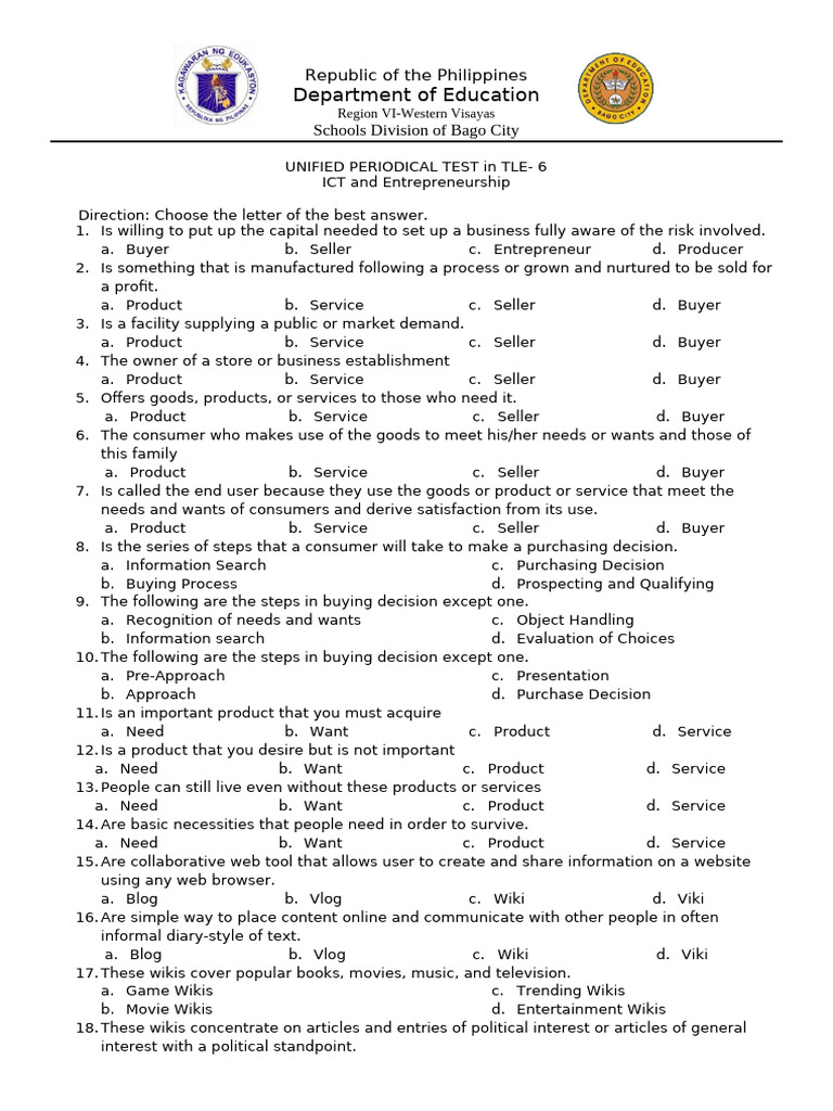 Unified Periodical Test ICT 6 | PDF | Graphics | Wiki