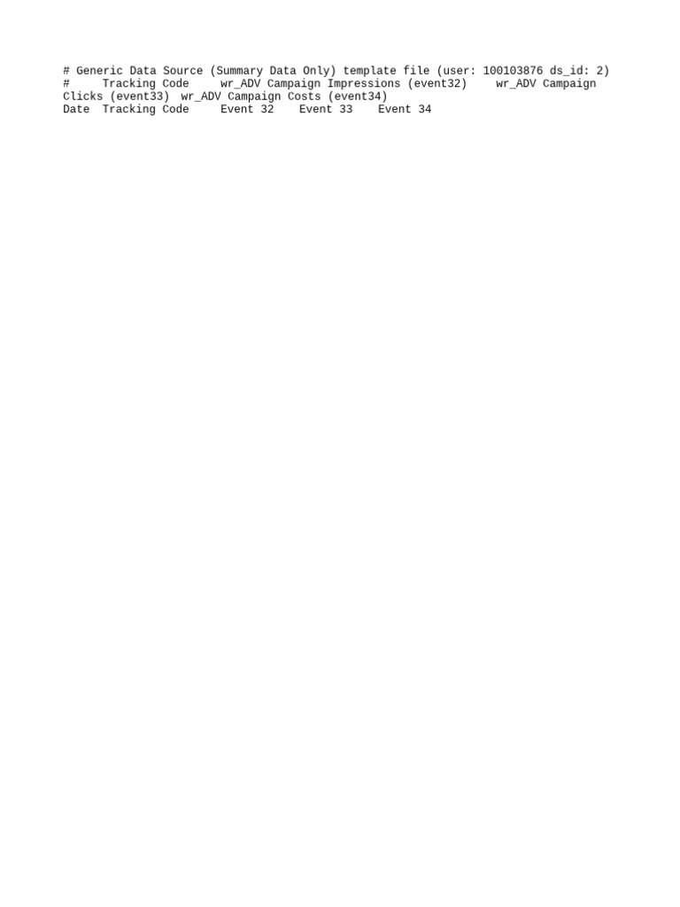 Generic Data Source (Summary Data Only) Template | PDF