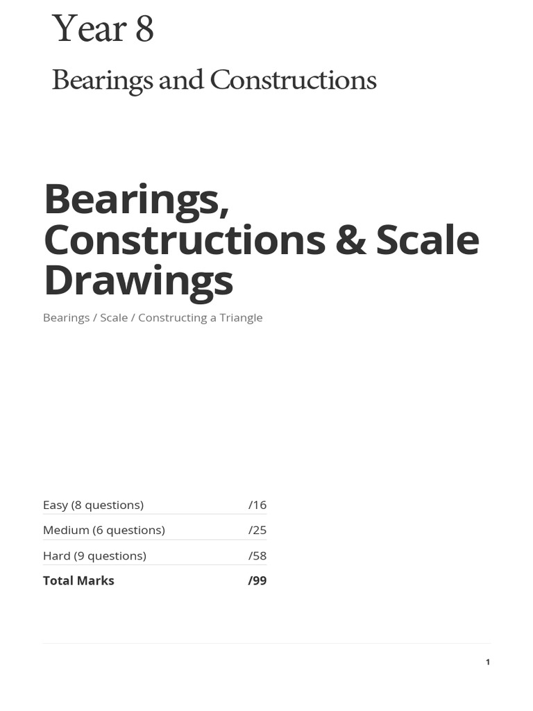 Bearings and Scale Drawings Worksheet | PDF | Triangle | Length