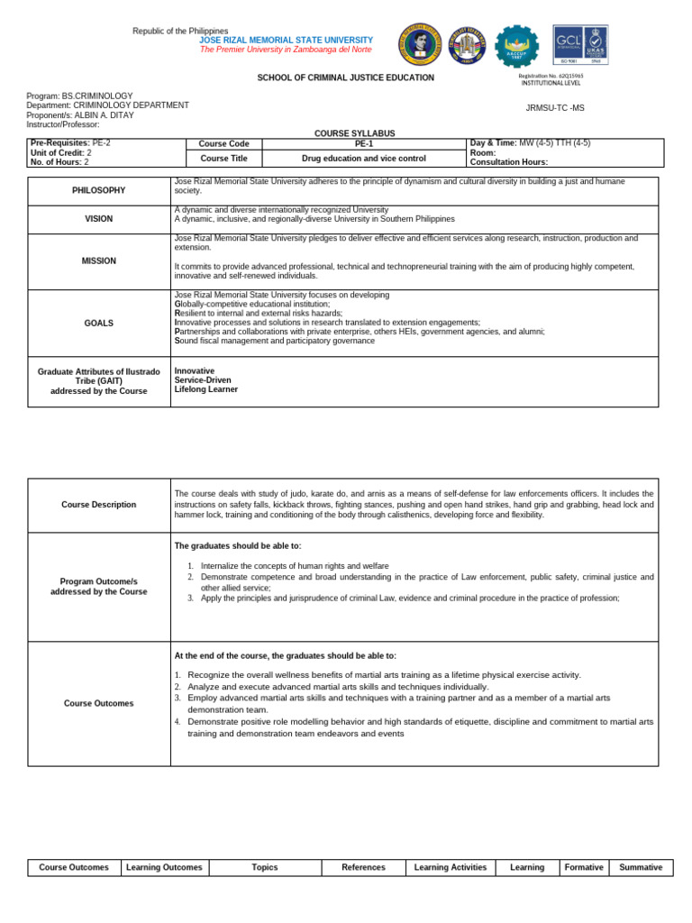 New Pe-1 Syllabus | PDF