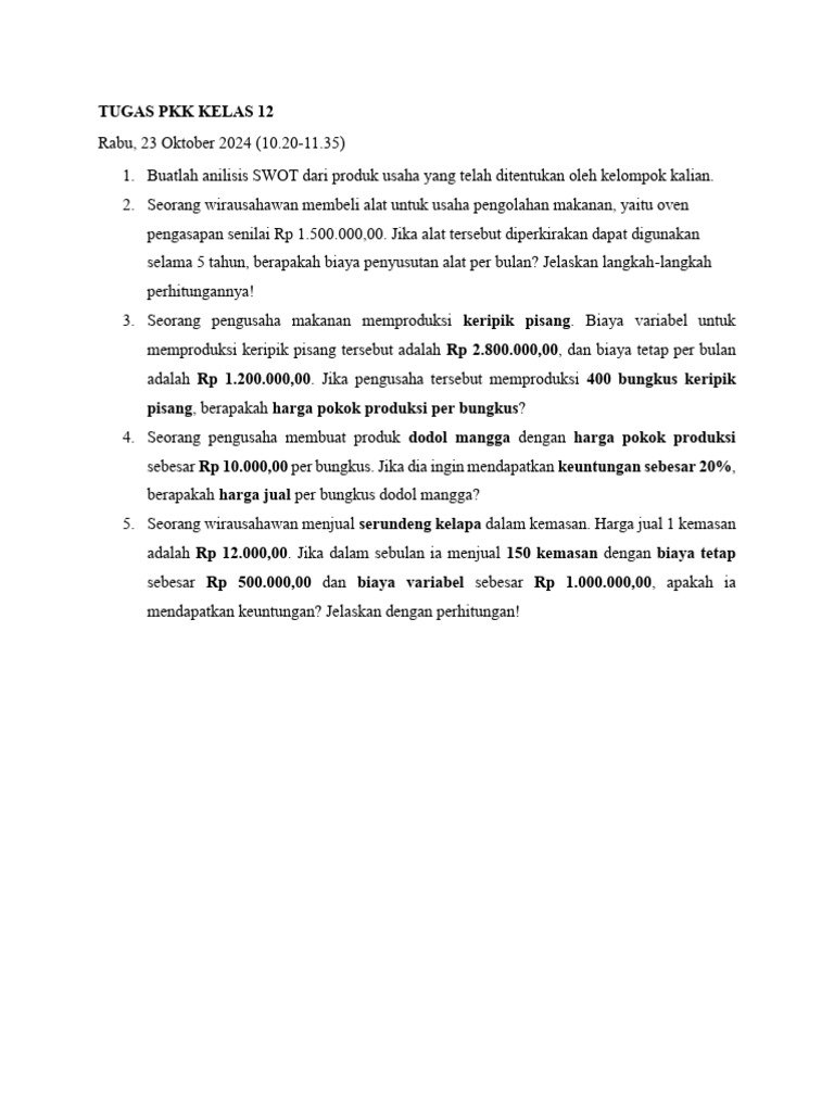 Tugas PKK Kelas 12 | PDF