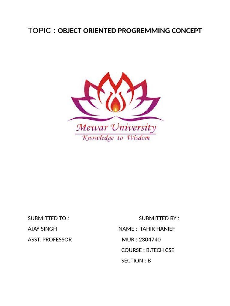Oops Concept C Tahir Hanief Draboo Tahir Draboo Pdf Inheritance