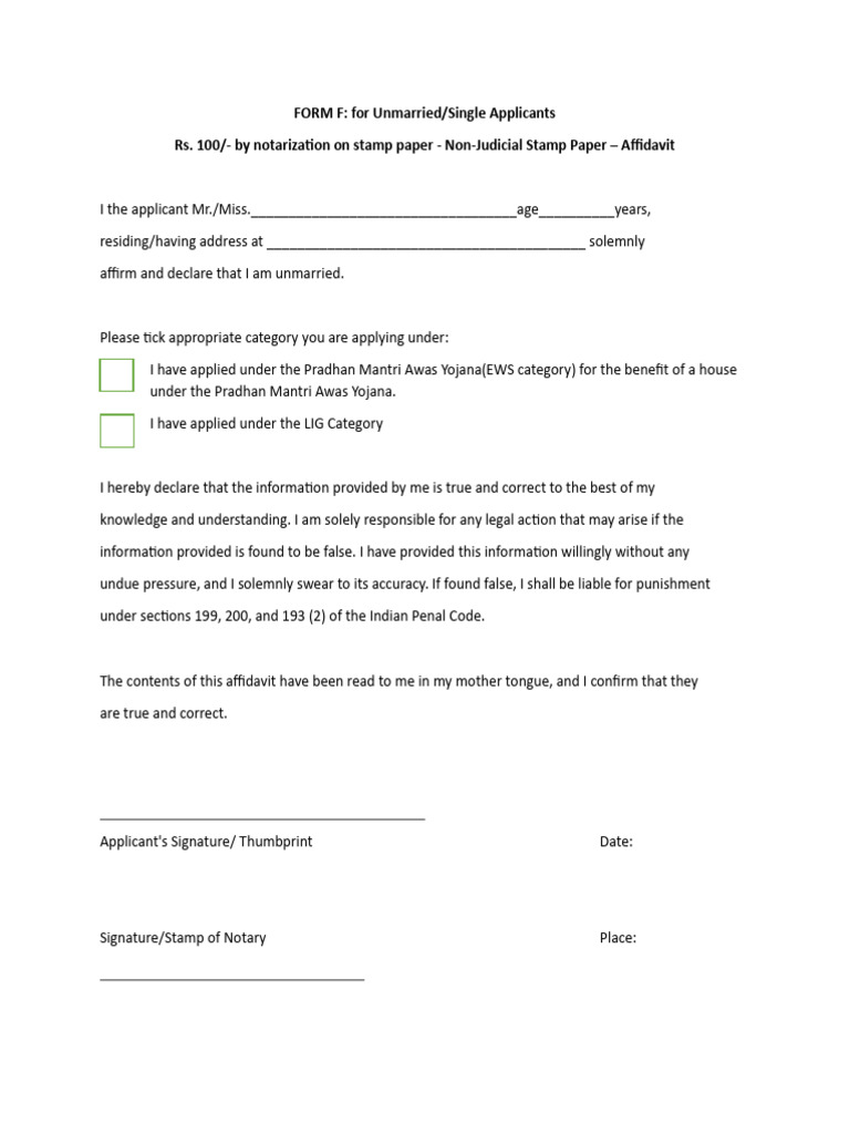 Declaration of Unmarried - Single | PDF | Law