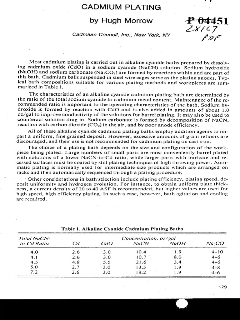 Cadmium Plating Process Overview | PDF | Physical Sciences | Metals