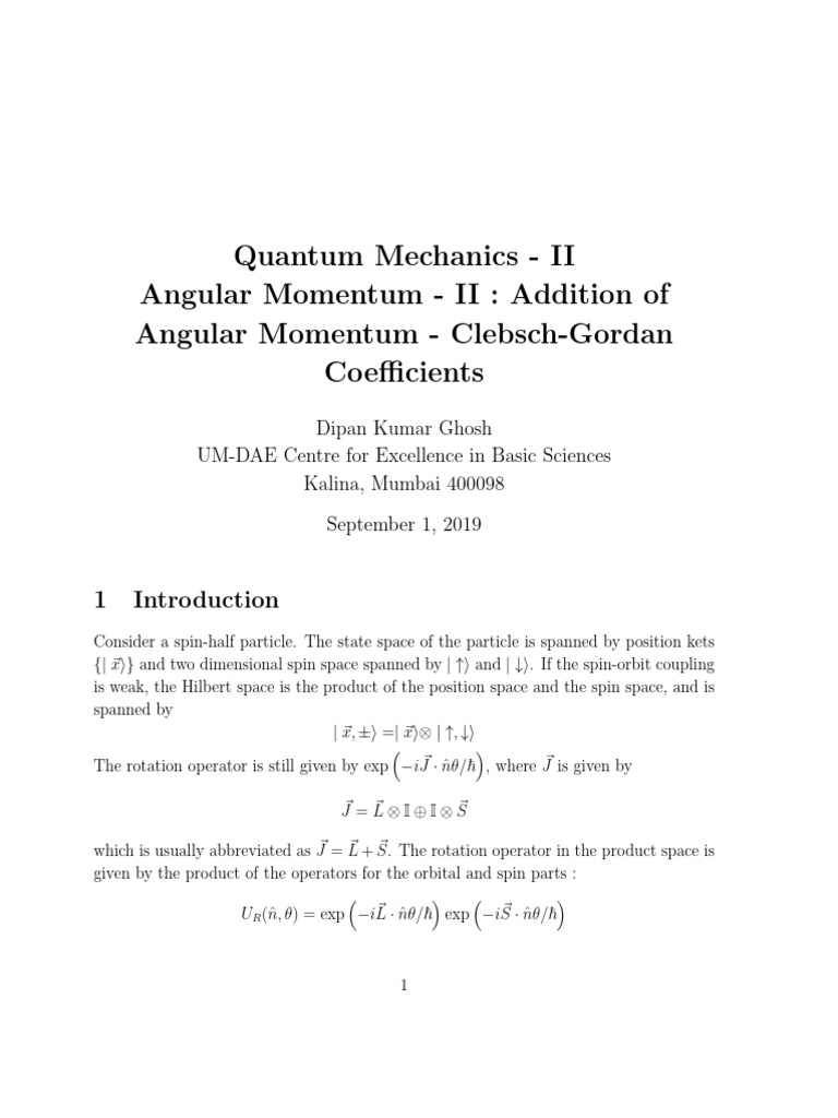 Angularaddition | PDF | Spin (Physics) | Wave Function