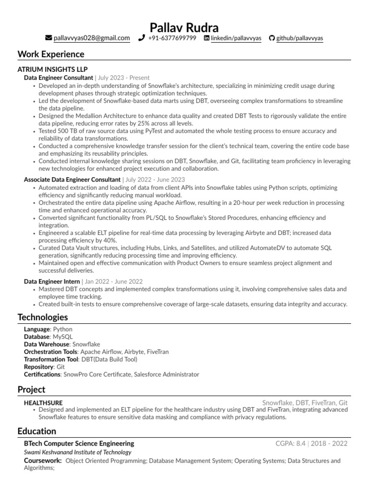 Pallav Data Engineer Resume | PDF | Data | Databases