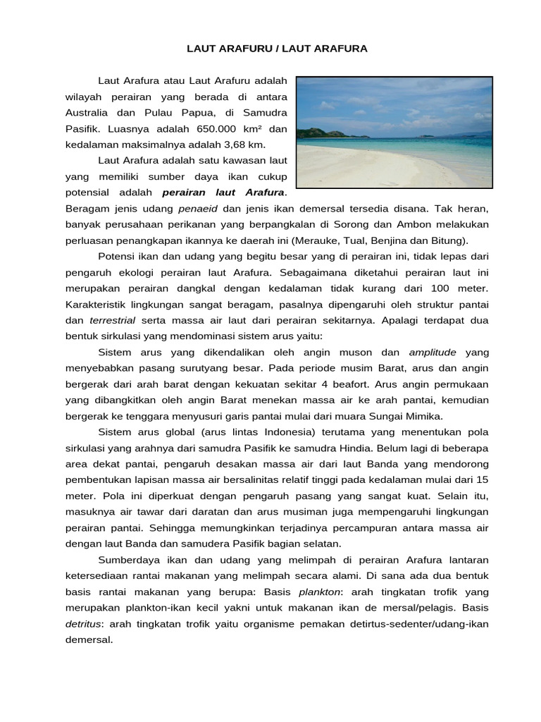 Potensi Laut Arafura dan Ekosistemnya | PDF