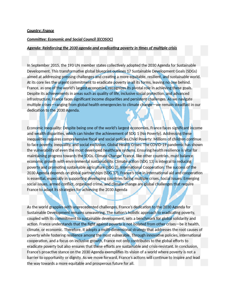 position_paper_{france}[1] | PDF | Sustainability | Poverty