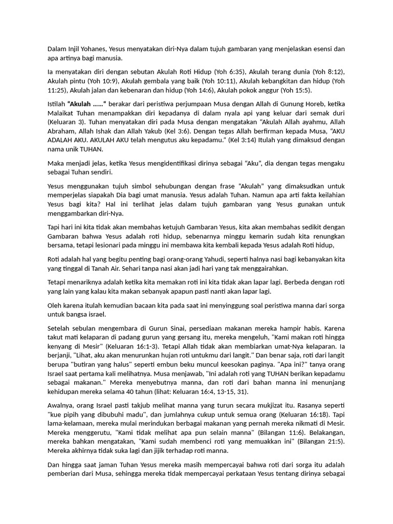 Yesus: Roti Hidup dan Maknanya | PDF
