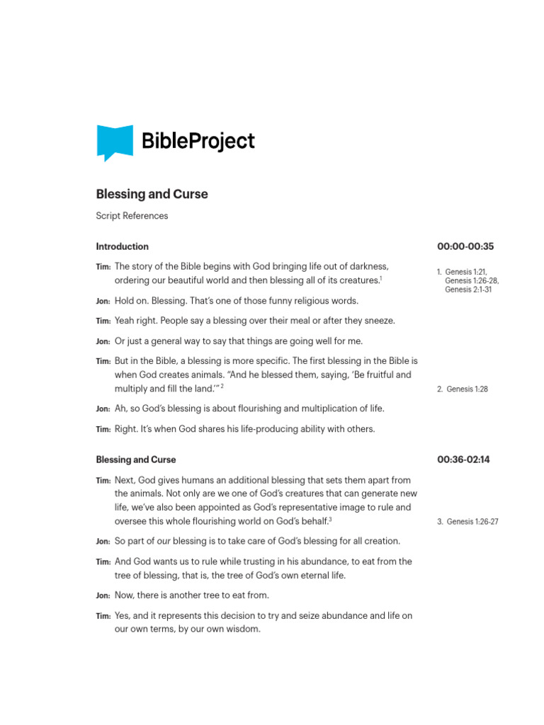 Blessing and Curse Script References | PDF | Jesus | Book Of Genesis