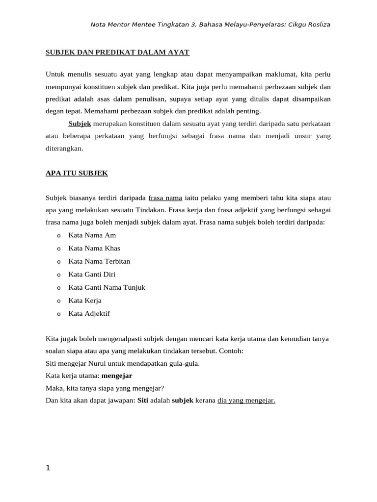 Subjek Predikat | PDF