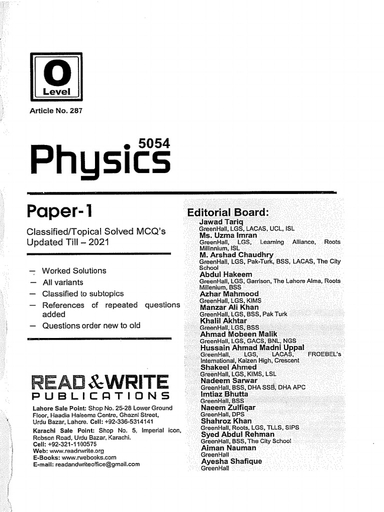 O Level Physics P1 Topical | PDF