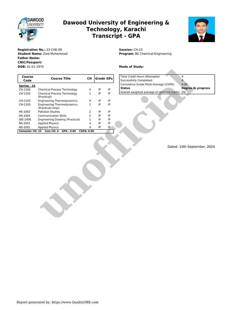 TranscriptGPA (2) | PDF | Engineering | Physical Sciences