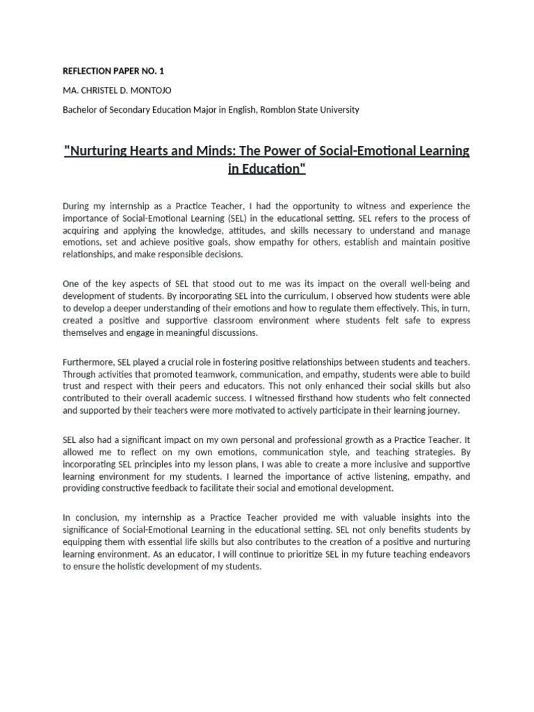 REFLECTION | PDF | Learning | Cognition