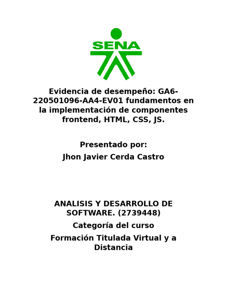 Fundamentos En La Implementación De Componentes Frontend Html Css Js