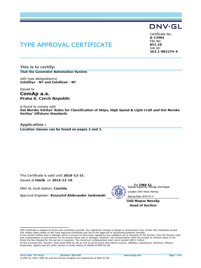 DNV - IGS-NT Certification A-13981 | PDF | System | Computer Engineering